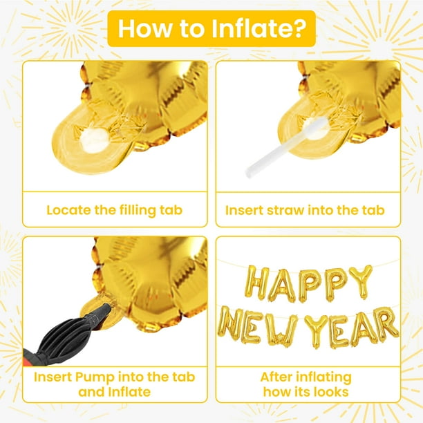 2 juegos de globos de 16 pulgadas para Año Nuevo 2025, suministros para ...