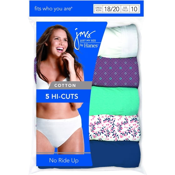 Womens Cotton Tagless Hi Cut Panties 5 Pack