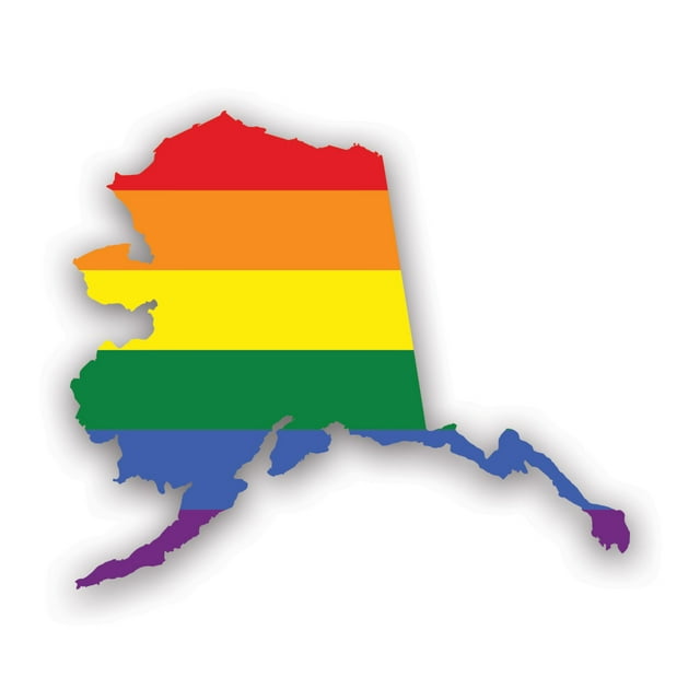 Alaska State Shaped Gay Pride Rainbow Flag Sticker Decal Self
