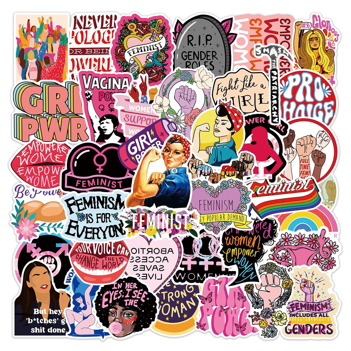Tianlu Feminist Stickers 50pcs Girl Power Womens Rights Female Vinyl