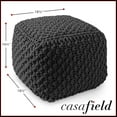 Square Pouf Ottoman, Black - 18.5" W x 18.5" D x 14.5" H Cotton Knit ...