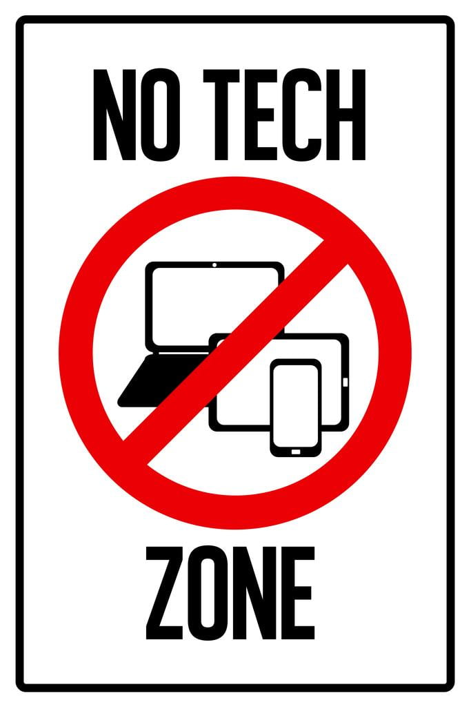 Warning Sign No Tech Zone Computers Laptop Tablet Cellular Phone ...