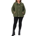 Agnes Orinda Women's Plus Size Utility Jacket Collar Zip Snap Front ...