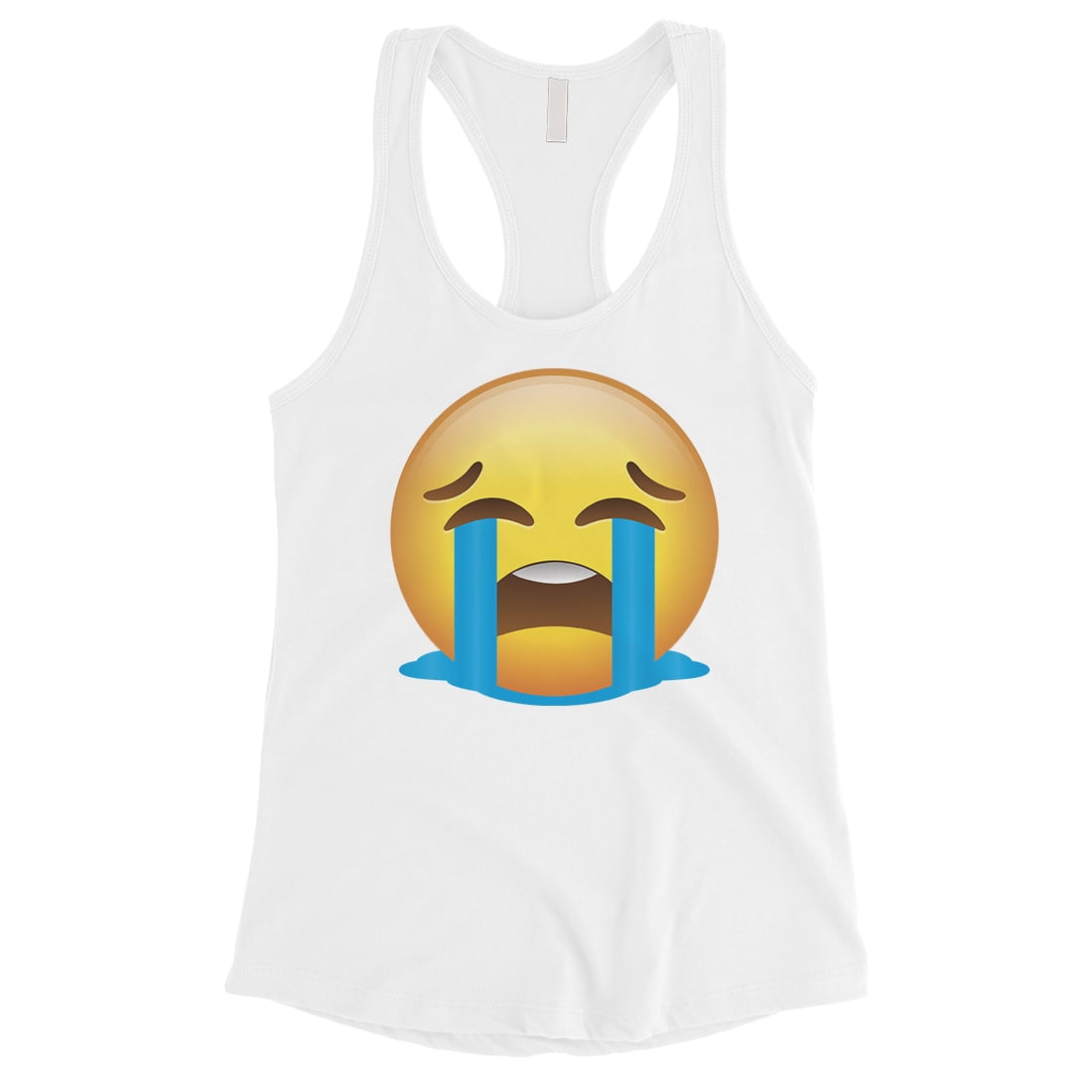 Emoji-Crying Womens White Bawling Devastated Fun Halloween Tank Top ...