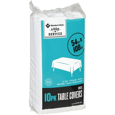 Tablemate Table Set Poly Tissue Table Cover, 54 x 108, White, 6/Pack ...
