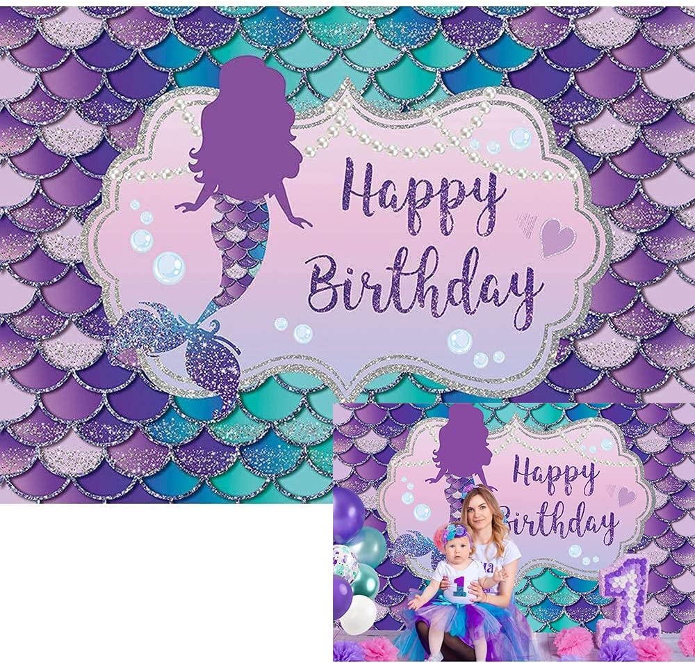 7x5ft Mermaid Backdrop for Girl Birthday Party Under The Sea Mermaid ...