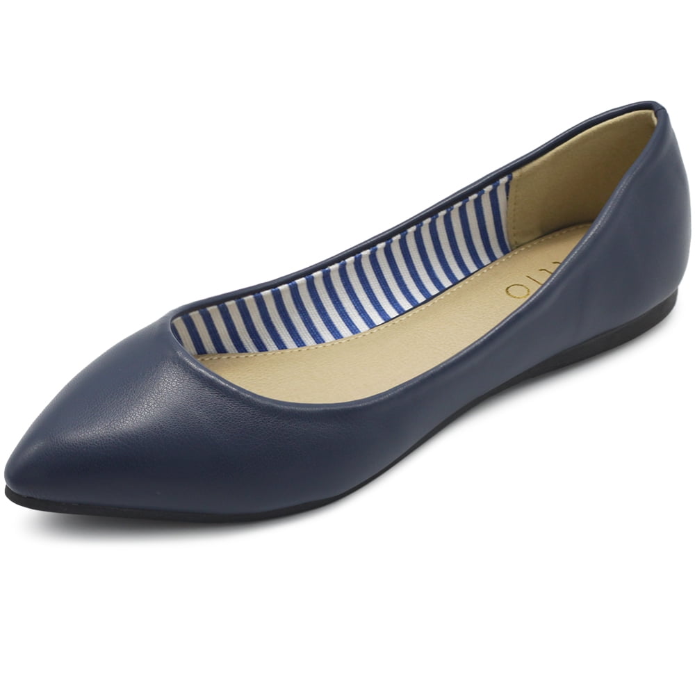 Ollio Women's Shoes Faux Leather Ballets Comfort Basic Light Flats ...