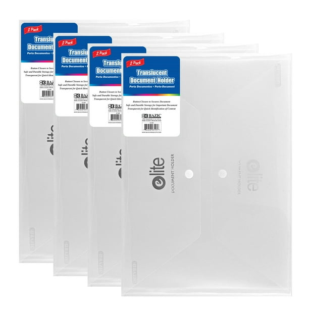 BAZIC Plastic Envelope Poly Envelopes, Clear Folder Snap Closure, 8 ...