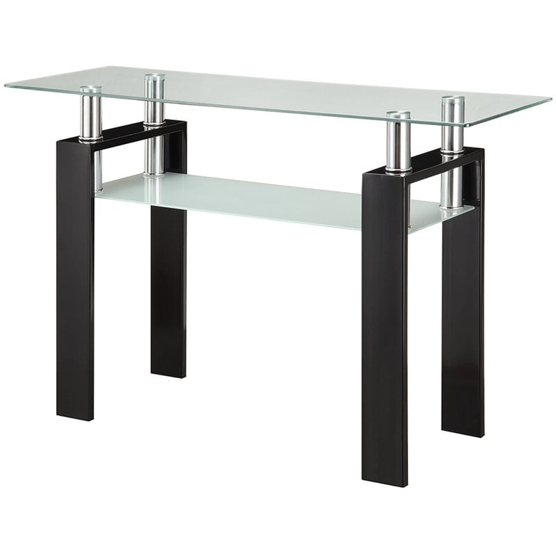 Bowery Hill Glass Top Console Table in Black - Walmart.com