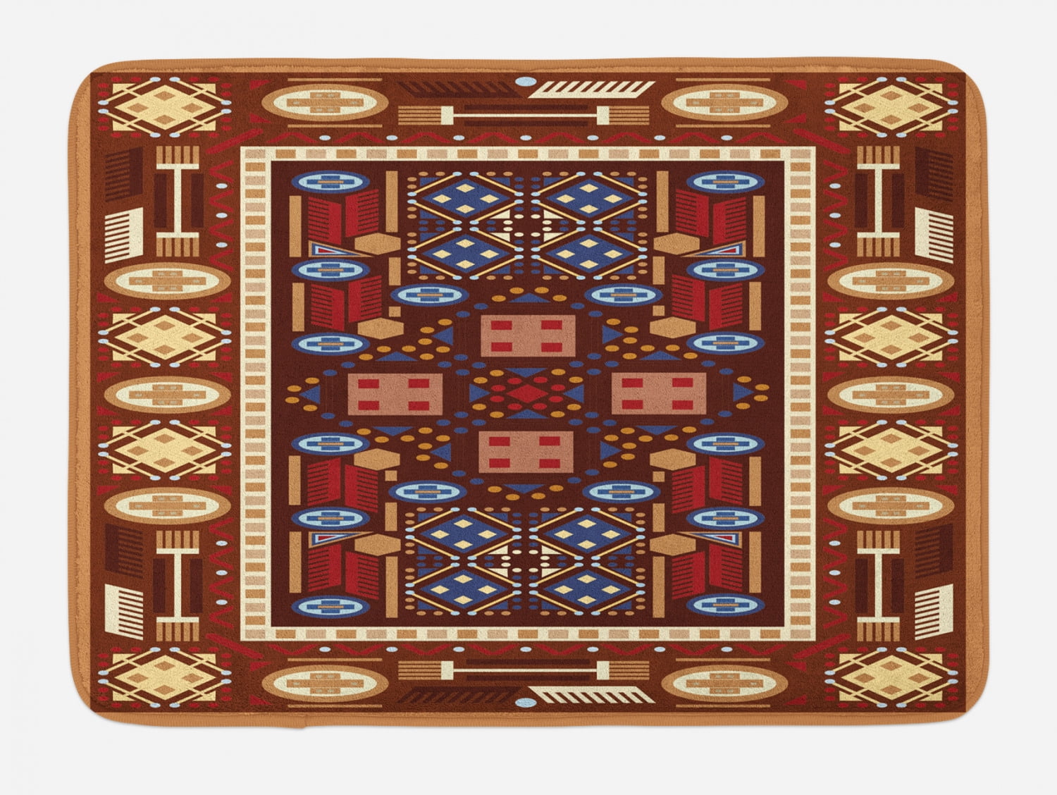 Afghan Bath Mat, Earthy Toned Middle Eastern Oriental Folklore ...