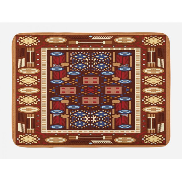 Afghan Bath Mat, Earthy Toned Middle Eastern Oriental Folklore ...