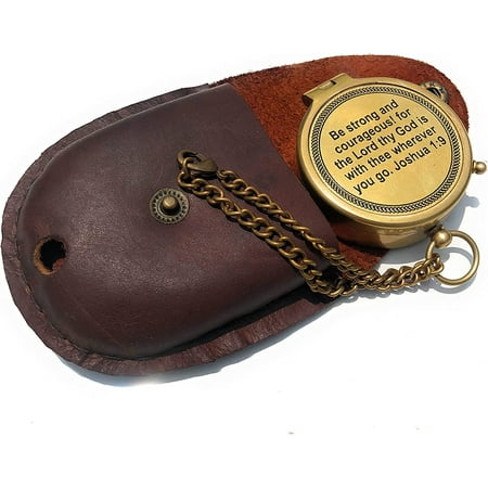 Antique Pocket Compass Engraved Compass Be Strong and Courageous Poem ...