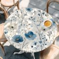 Blue Flower Pastoral Wildflower Round Fitted Tablecloth with Elastic ...
