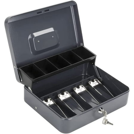 Large Locking Cash Box with Key Lock and Money Tray, Money Box with ...
