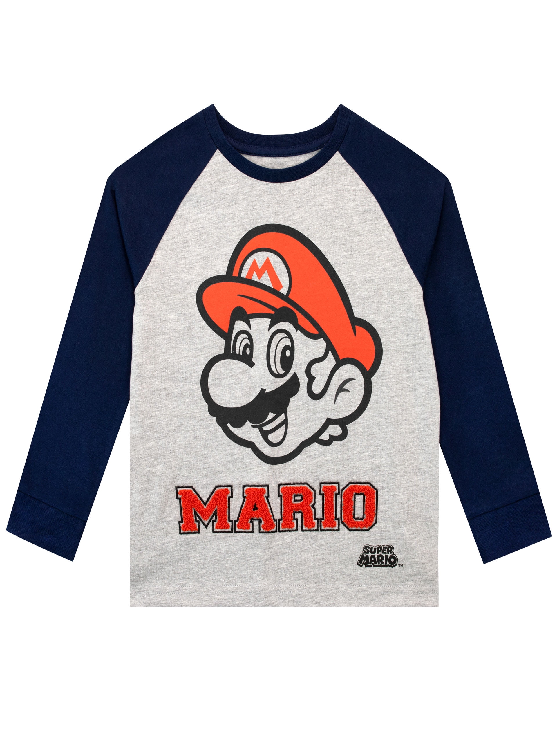 Super Mario Boys Mushroom Kingdom Gaming Long Sleeve T-Shirt Grey Sizes ...