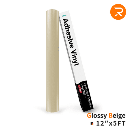 HTVRONT Glossy Beige Permanent Vinyl,12" x 5FT Glossy Beige Adhesive ...