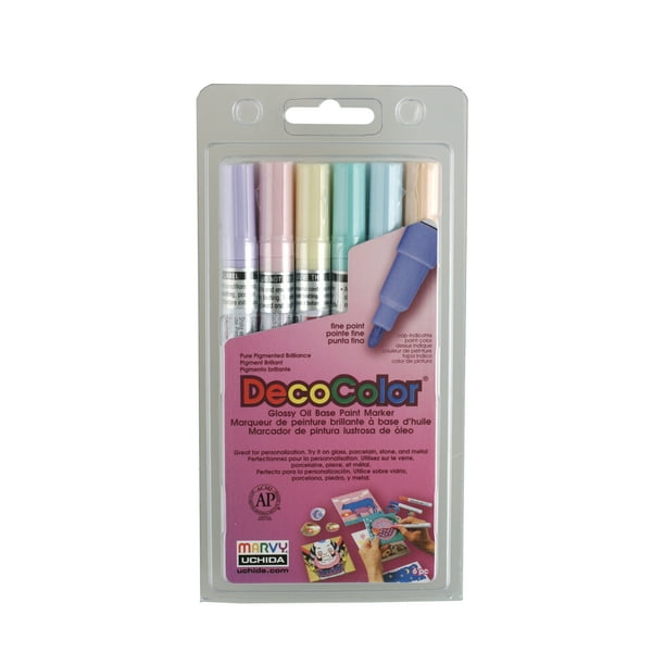 Marvy Uchida Decocolor Fine Paint Marker Set/6 Pastel - Walmart.com ...
