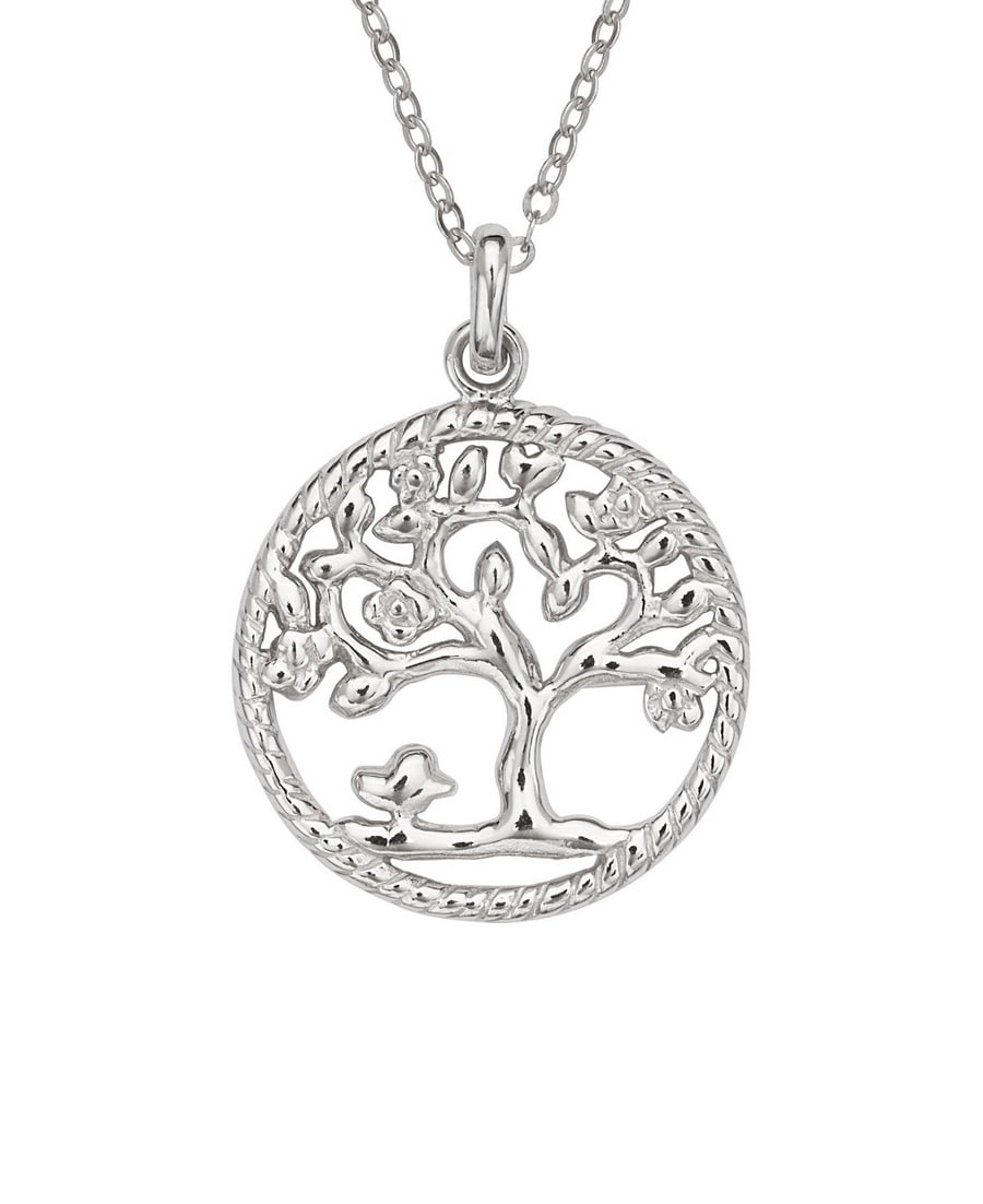 Silver Roots Tree of Life Charm Highly Polished Sterling Silver Rope ...