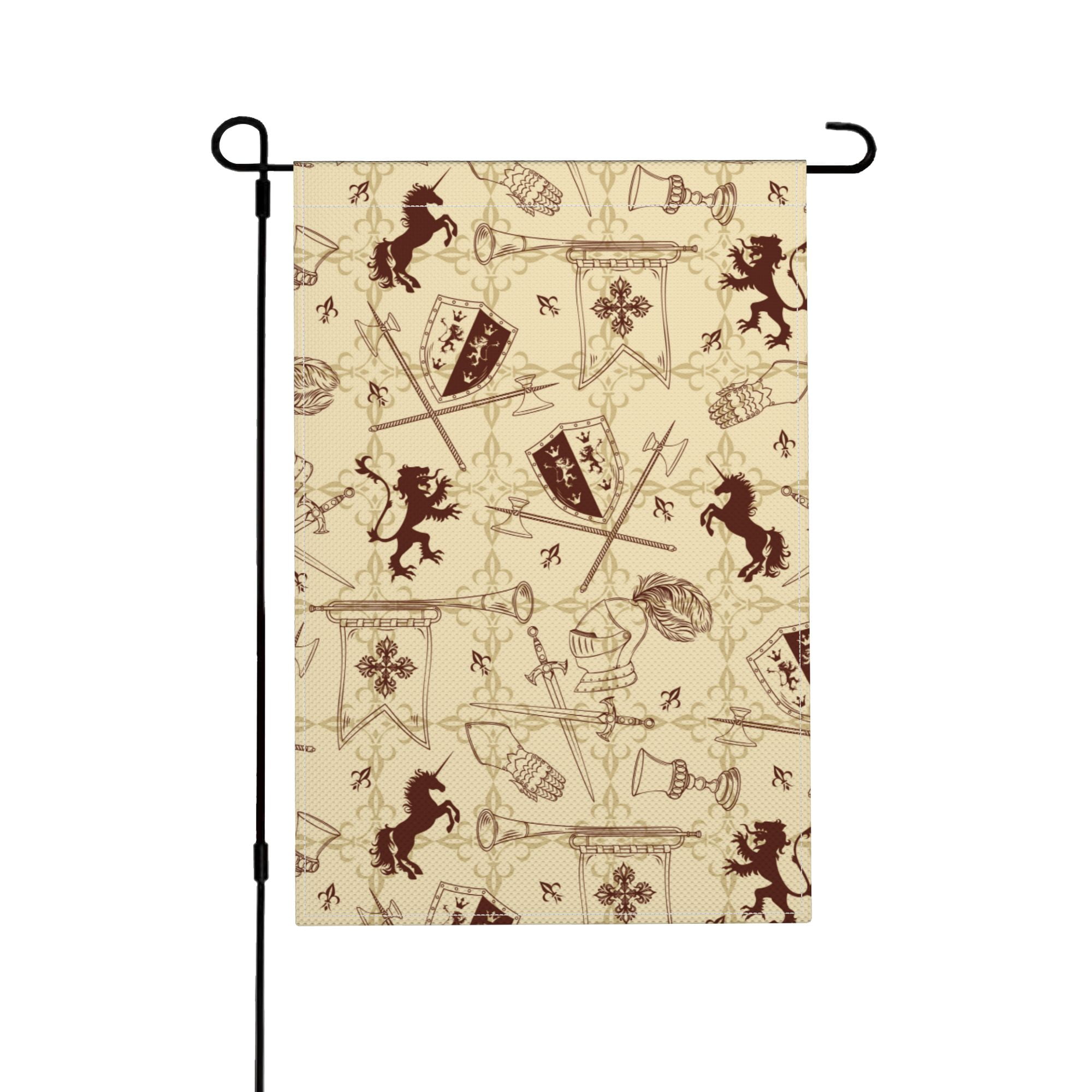 TEQUAN Medieval Knight Shield Garden Flags, 18 x 12 inch Double Sided ...