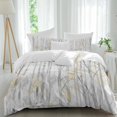 4 Piece Duvet Cover Set Cal king, Gray Branches Golden Leaves Gradient ...