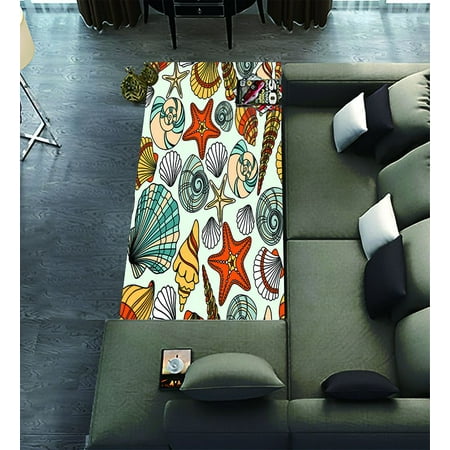 ABPHQTO Elegant Seashells Runner Rug 3.3 x 10ft Long Area Rug Carpet ...