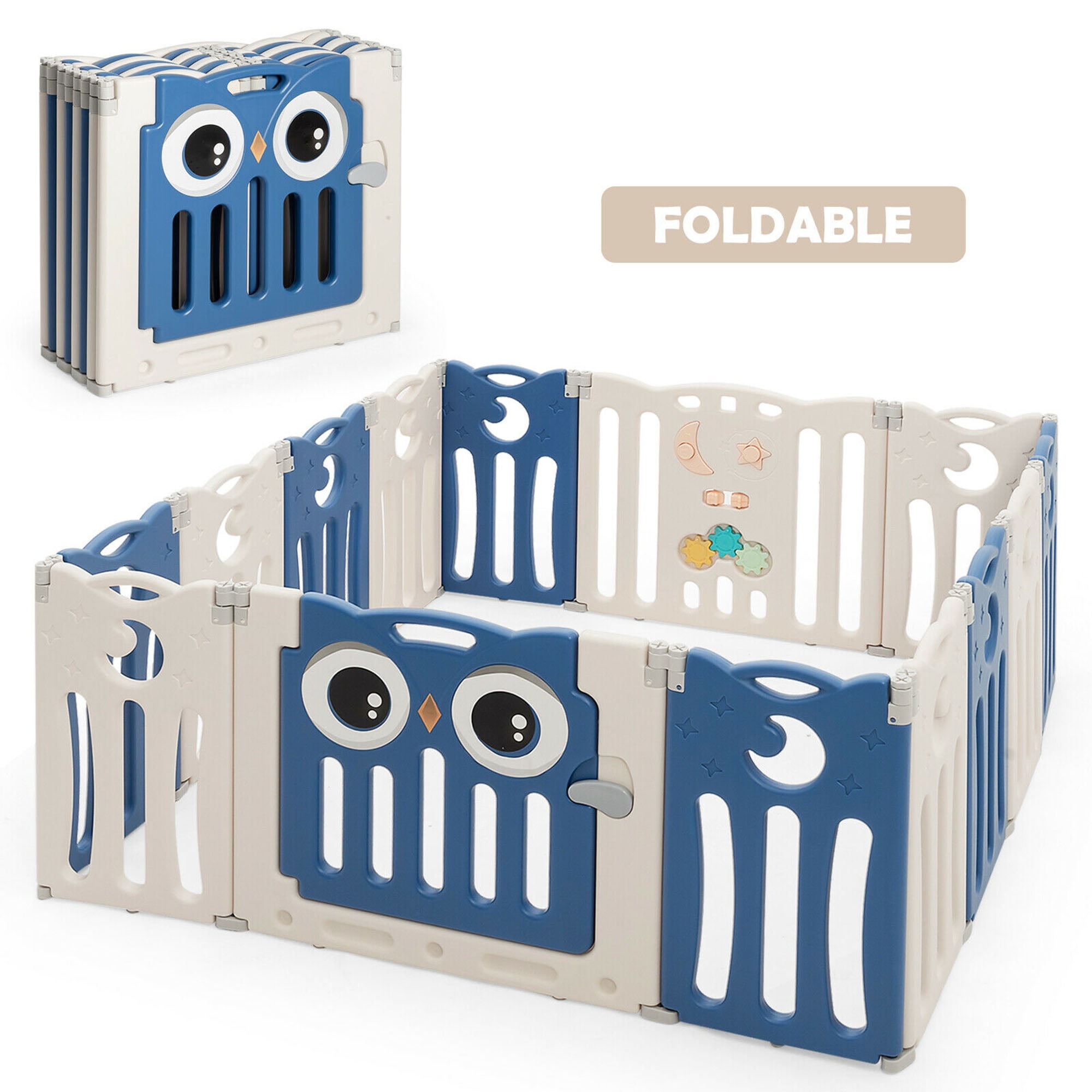 Gymax 14-Panel Baby Playpen Kids Activity Center Foldable Play Yard w ...