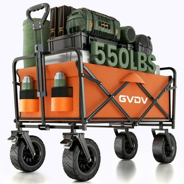 GVDV Collapsible Folding Wagon, 550LBS Large Heavy Duty Utility Cart ...