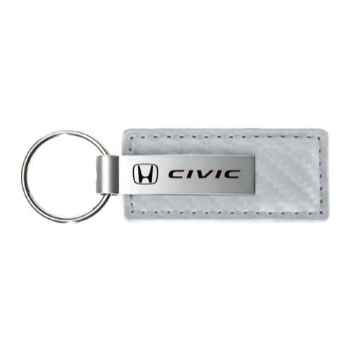 Honda Civic Keychain & Keyring - White Carbon Fiber Texture Leather ...