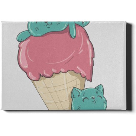 Print On Canvas Cute Ice Cream Cat Cartoon Picture Wall Art 12 X 16 ...