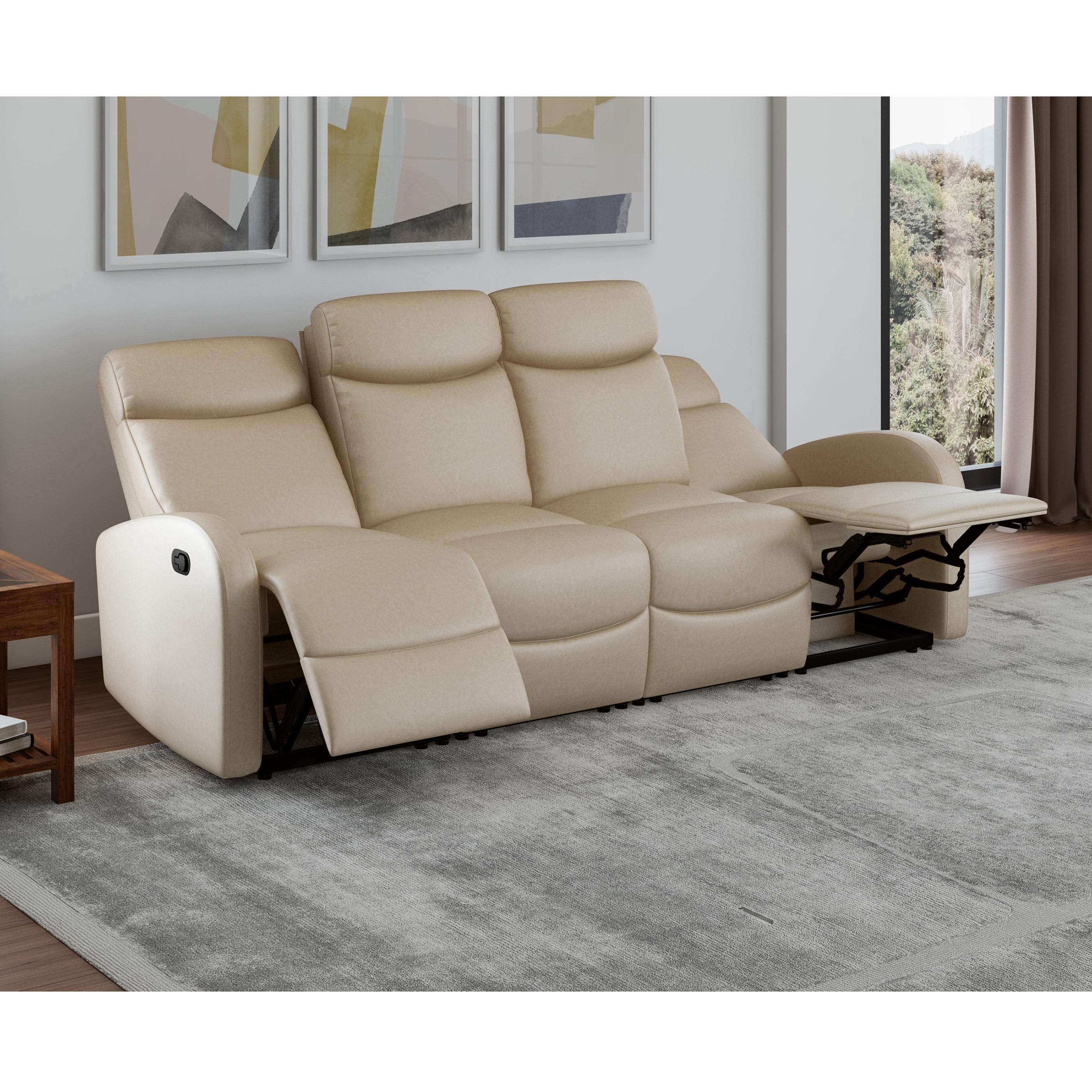 Homesvale Kamryn 4-Seat Modular Recliner Sofa in Distressed Tan Faux ...