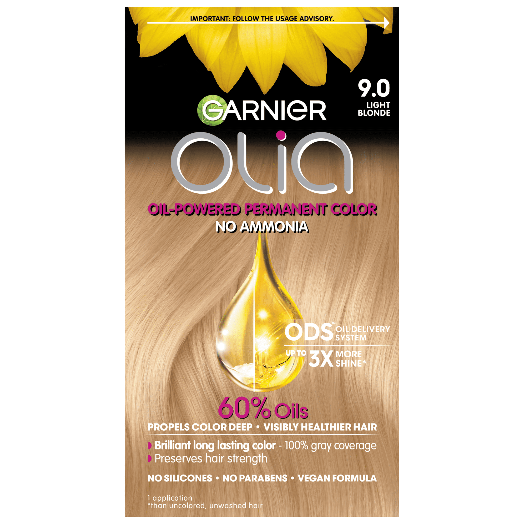 Garnier Olia Oil Powered Permanent Hair Color, 9.0 Light Blonde ...