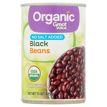Great Value Organic No Salt Added Black Beans, 15 oz - Walmart.com