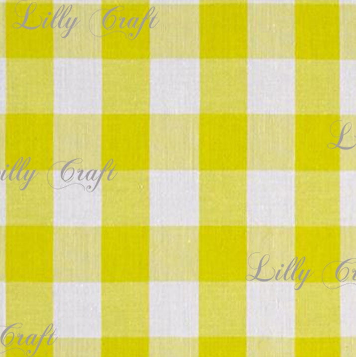 Gingham Checkered Poly Cotton 1 Inch Yellow Fabric - Sold By The Yard ...