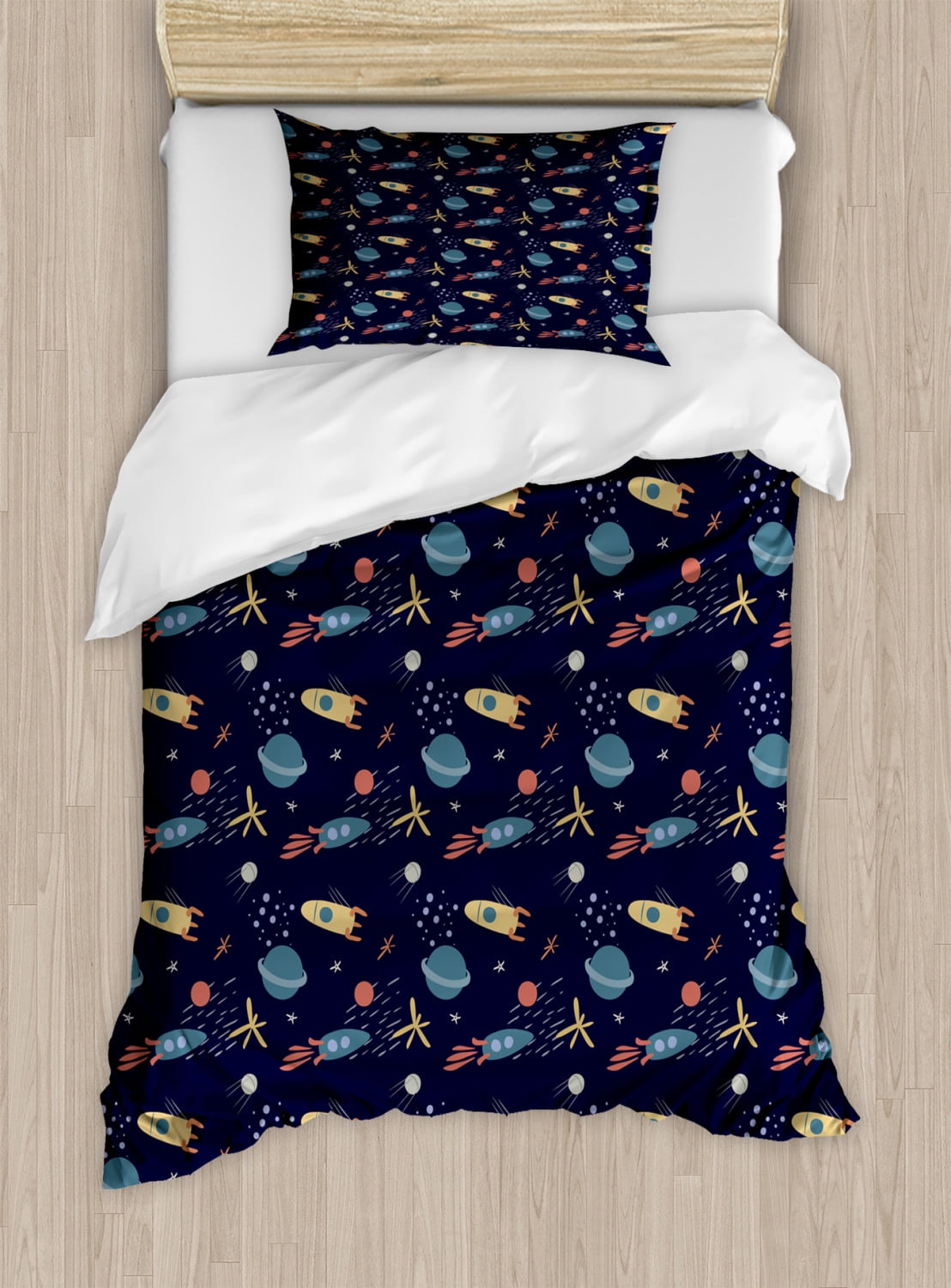Alien Duvet Cover Set Twin Size, Composition of Stars Rockets Planets ...