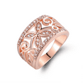 18K Rose Gold Plated Ring with Preciosa Crystals Floral-Motif Eternity ...