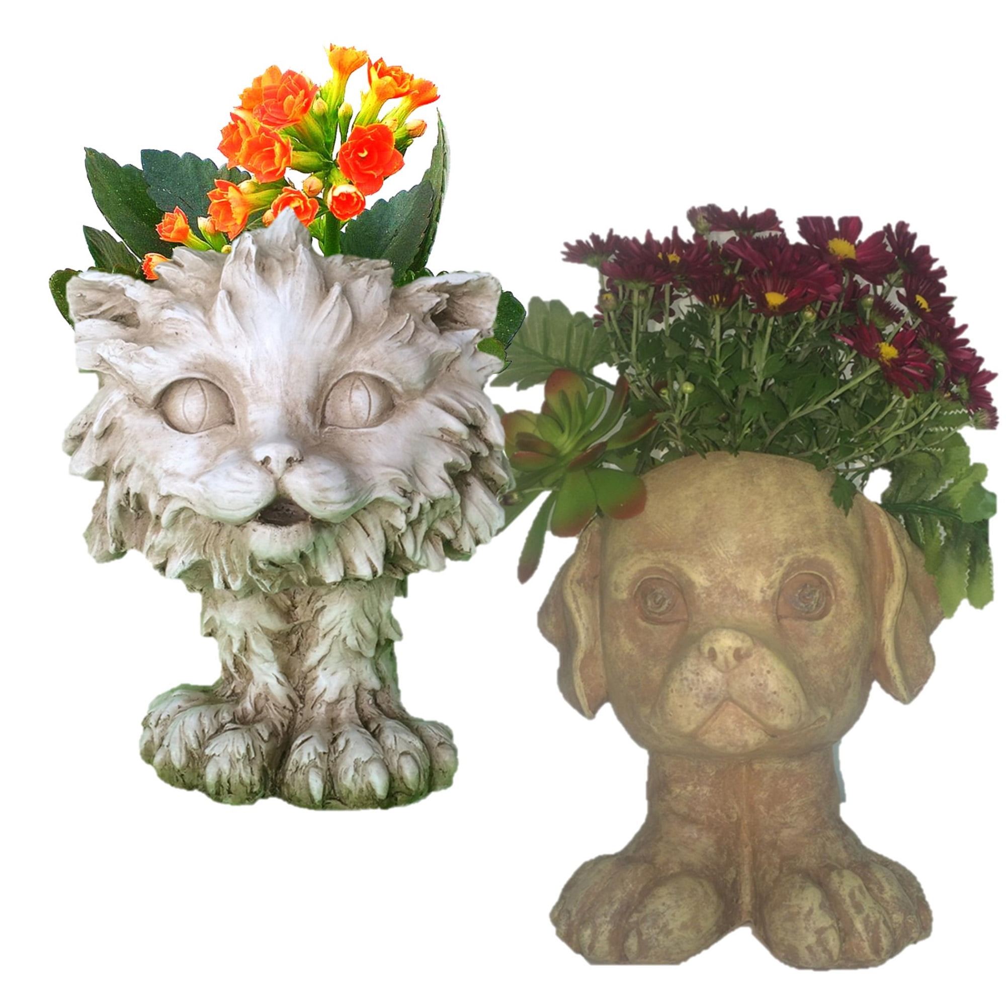 Homestyles 12 in. "Scruffy" the Cat & "Muttley" the Dog Muggly Animal ...