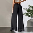 ctdiral Womens High Waist Wide Leg Pants Solid Color Chiffon Pants ...