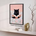 Affixzi Black Cat Reading Books Wall Art, Pink Girly Room Posters, Cute ...