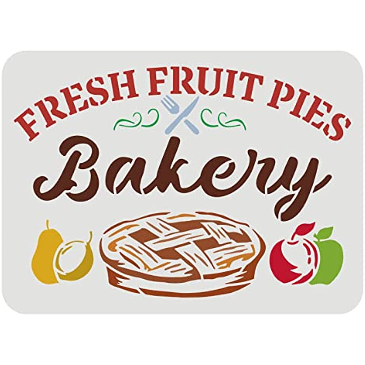 Bakery Stencil Fresh Fruit Pies Stencil Plastic Bakery Painting Stencil ...