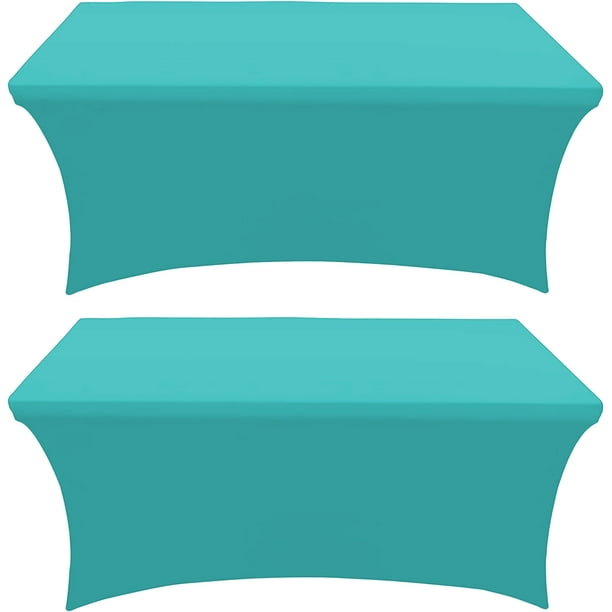 Turquoise 2 Pack 6 Foot Rectangular Stretch Spandex Table Covers by ...