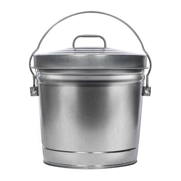 20-Gallon Beige Galvanized Steel Round Trash Can with Lid - Walmart.com