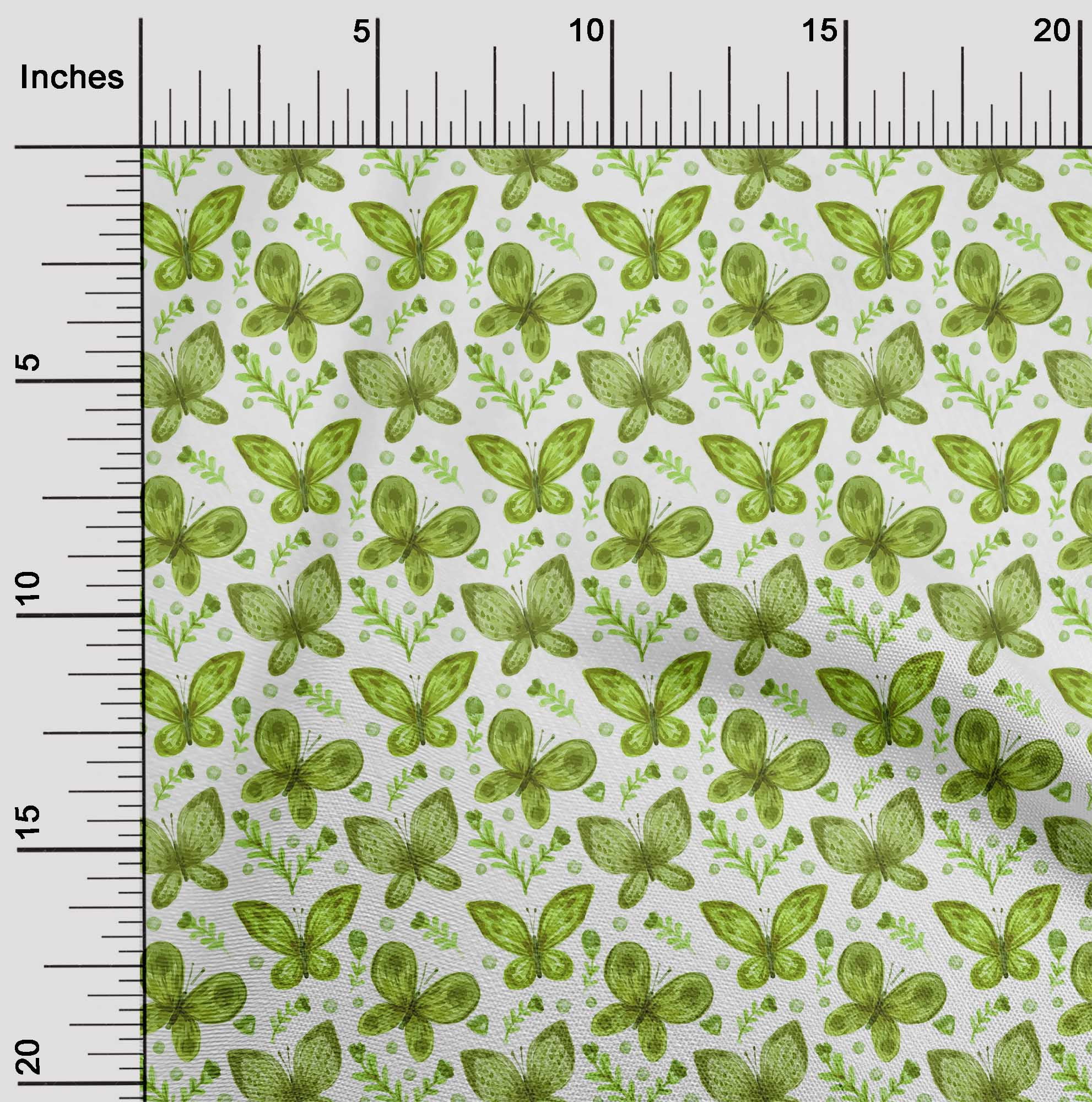 oneOone Velvet Light Green Fabric Insect & Floral Feather Sewing ...
