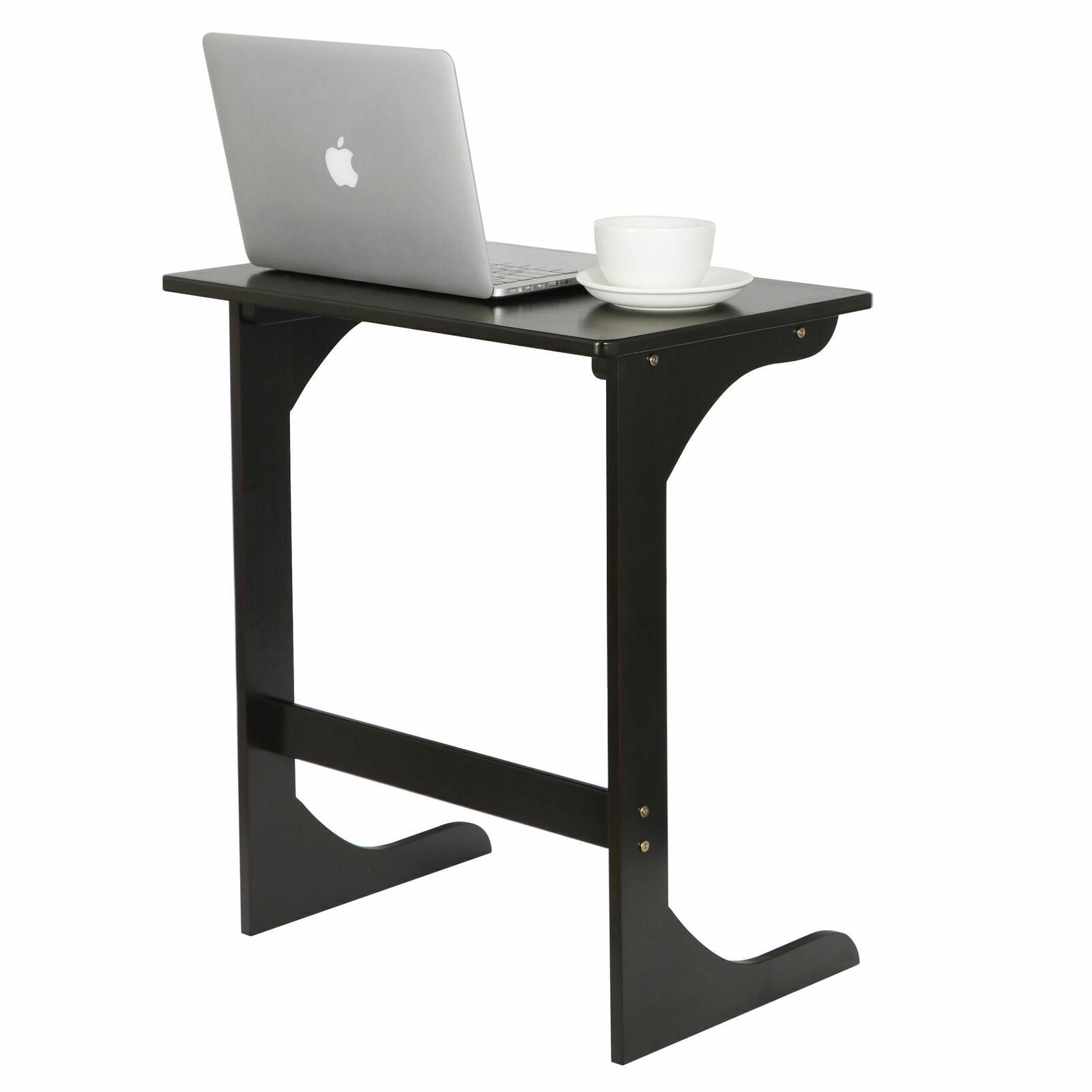 ZENY Bamboo Sofa Side Table Laptop End Desk Little Work Table, Black ...