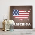 American Independence Day Canvas Artwork Painting Art, USA Flag Map on ...