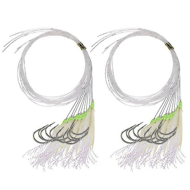 2 Strings Fishing String Hooks Fishhooks Pre Tied Sabiki Fish Flies ...