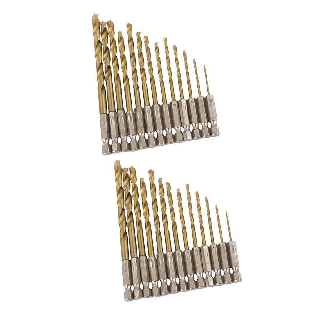 26 PIECES HSS DRILL BIT SET 1.5mm-6.5mm BITS TITANIUM COATED WITH 1/4 ...