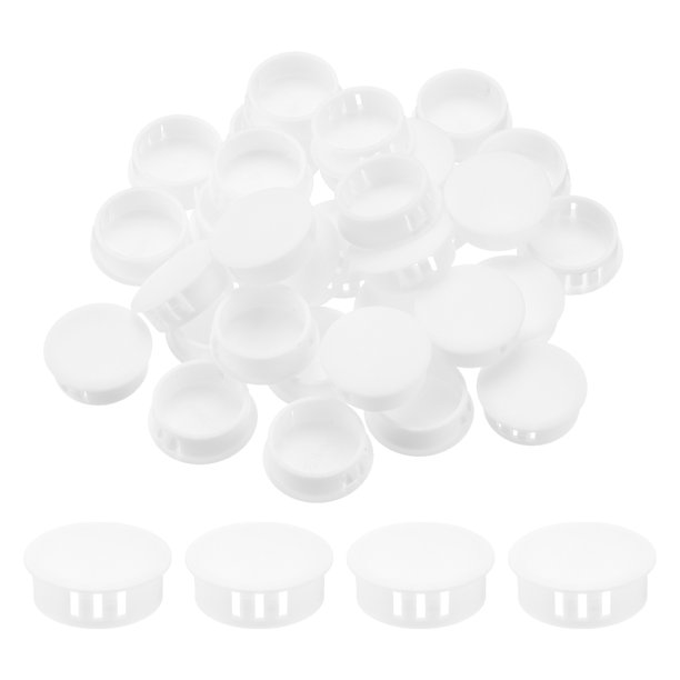 Uxcell 64Pcs 28mm(1 1/8') White Round Hole Plugs Nylon Plastic Flush ...