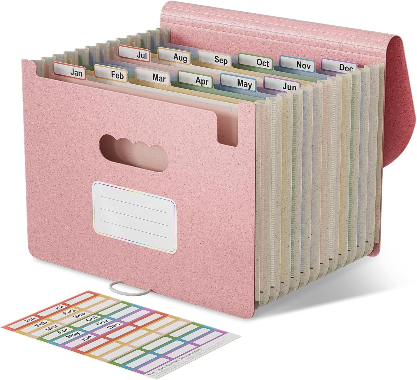 WWS-Accordion File Organizer, 13 Pockets Wheat Straw Expanding File Folder, Portable Monthly ...