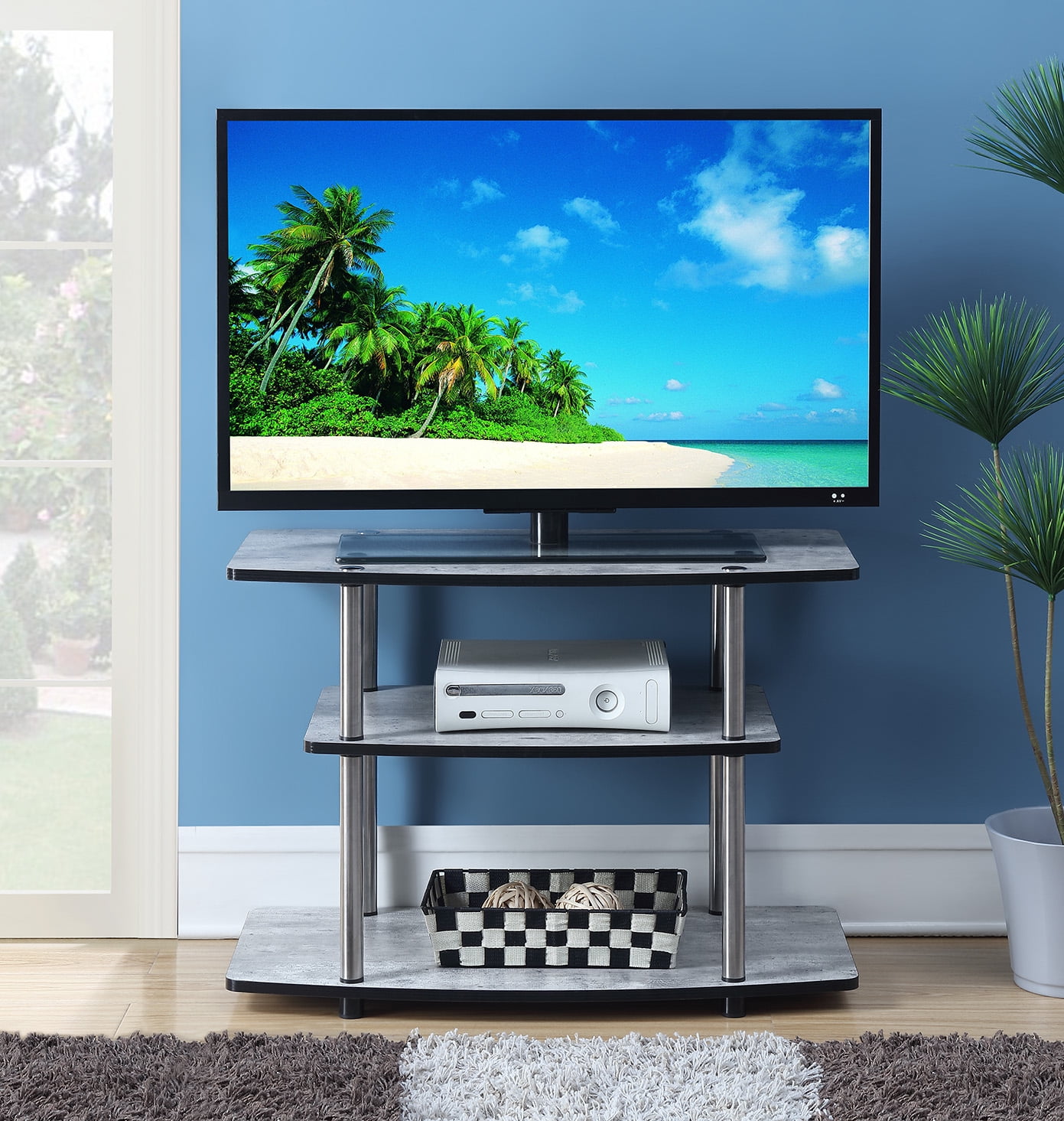 Convenience Concepts Designs2Go No Tools 3 Tier TV Stand, Faux Birch ...