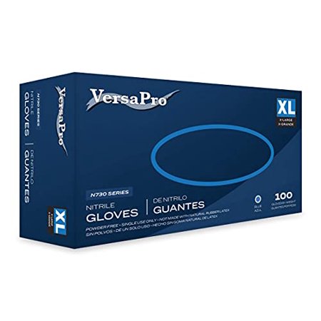 VersaPro 730 Nitrile Gloves, Powder Free, Extra Large (Box of 100 ...